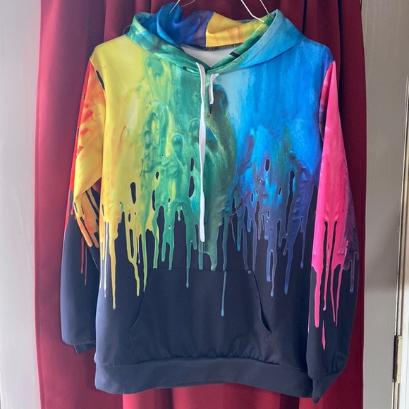 Tops | Paint Splatter Hoodie | Poshmark